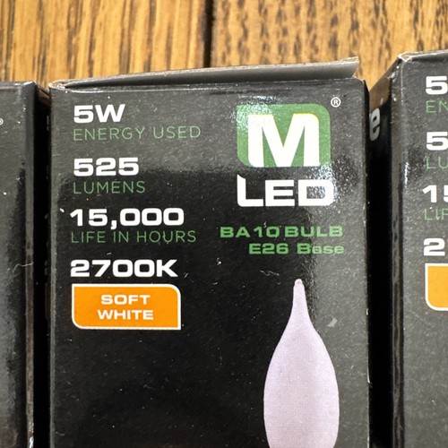 6 Maxlite 60W-Bulbs BA10 Candelabra Dimmable 5W-LED 2700K Soft White ...