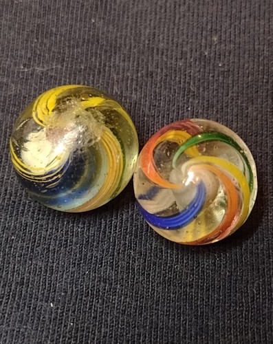 Antique Handmade German Marbles Set Of Two NM Condition .67 .64 Solid ...