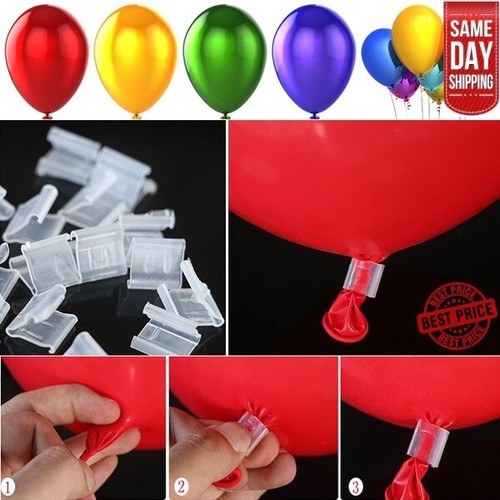 100 Pcs Clear Quick & Easy Balloon Clip Ties for Sealing Helium Gas Air ...