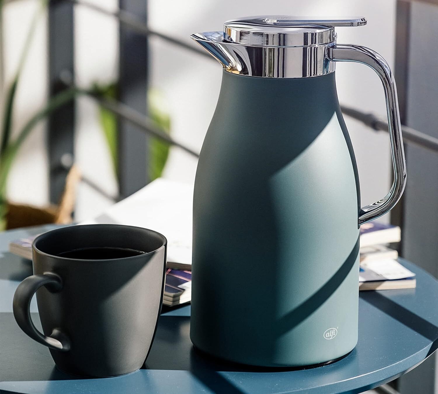 ALFI Thermos Flask, Stainless Steel Plastic Glass, Sea Pine, 1 Litre 1 ...