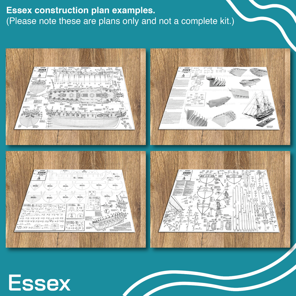Essex Wooden Ship Model Draft Plans | 5 Tif Files| DIGITAL PLANS | eBay