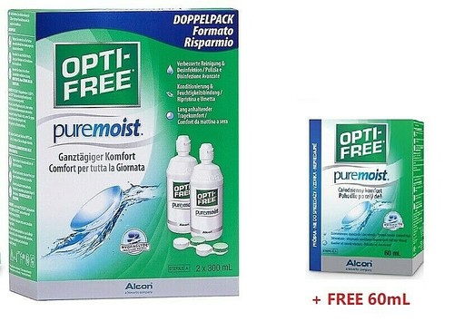 OPTI-FREE PureMoist Contact Lens Solution 2 x 300ml -Twin Pack + FREE ...