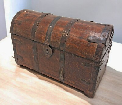 Vintage Wooden Half Round Top Storage Box Original Old Hand Crafted | eBay