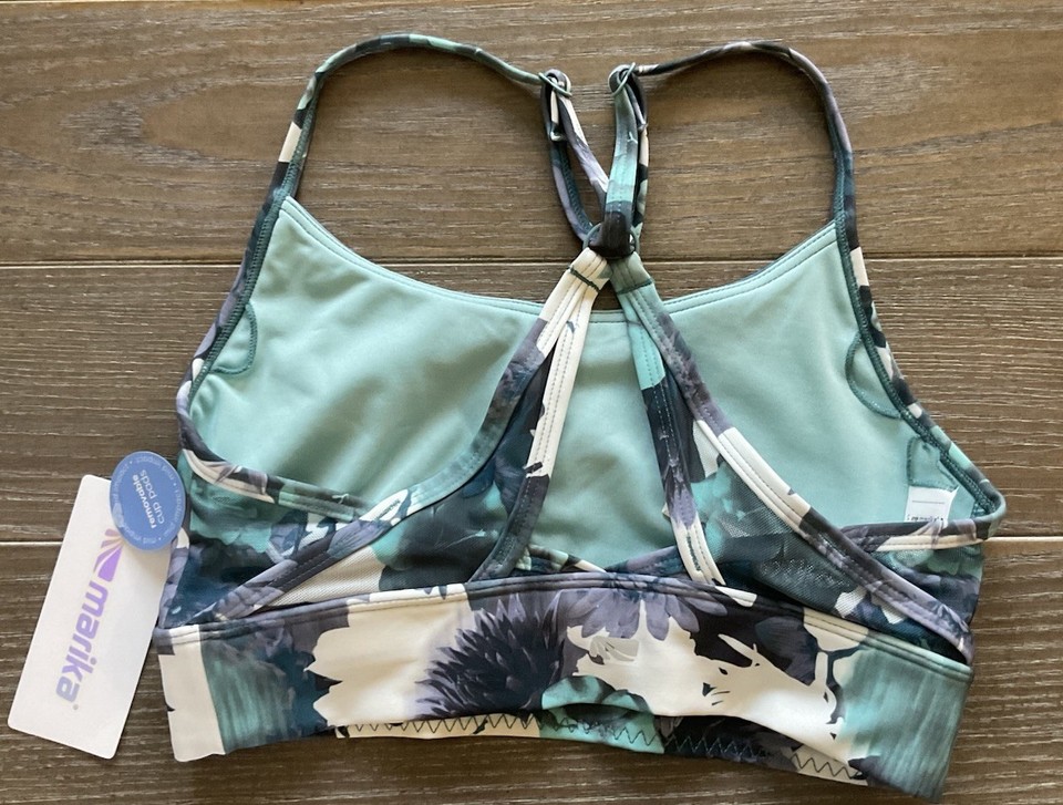 NWT Marika Aqua Haze Floral Padded Sports Bra Size Small | eBay