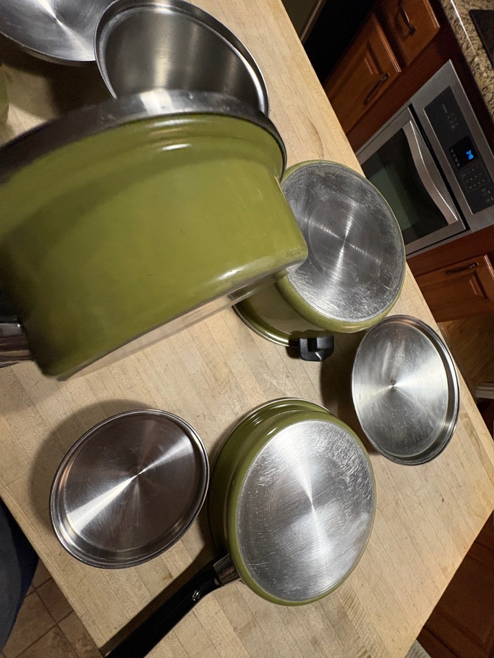 VTG 9 pcs Fashion Manor JC Penney Avocado Green Cookware Set 70's | eBay