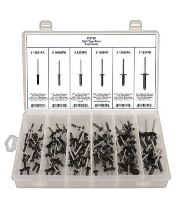 DISCO Shipped in 6 Hole Plastic Tray Split Type Rivet Assortment 8199 ...