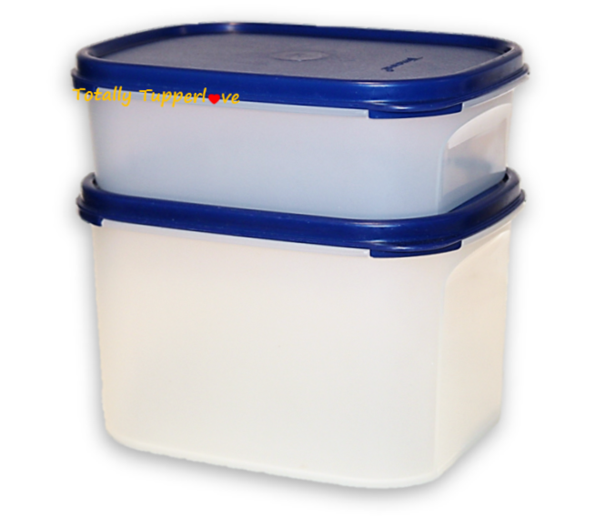 2 Tupperware #1 #2 Mini Rectangles Modular Mates Set 3.5 & 8 Cups Blue ...