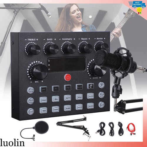 Home Studio Recording Kit Podcast Mixer Equipment Condenser Microphone ...