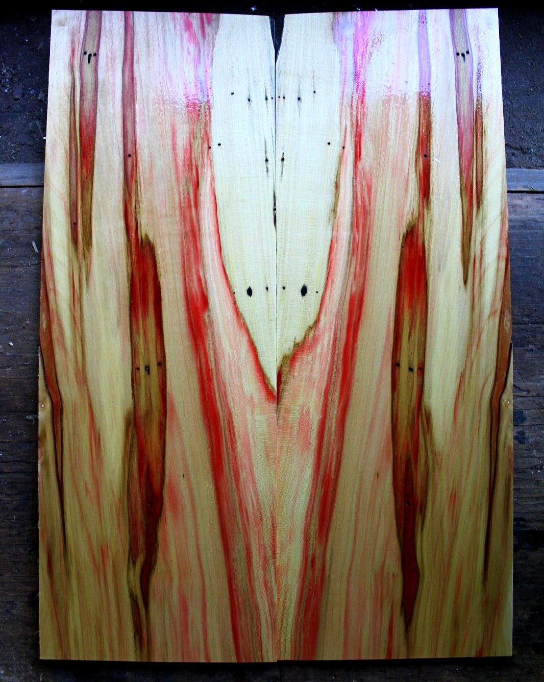 Curly red flame box elder maple drop top .36" thk bass guitar tonewood ...