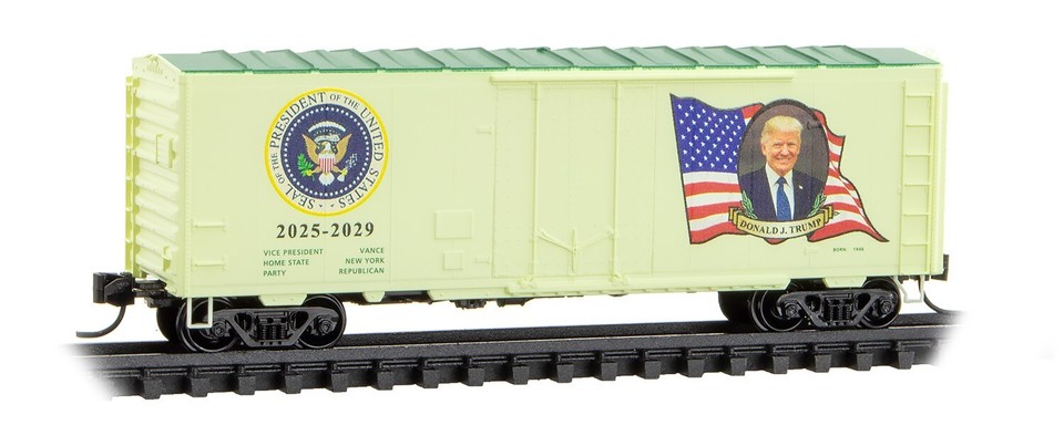New! Micro Trains 40’ Standard Box Car Donald J. Trump Presidential Car ...