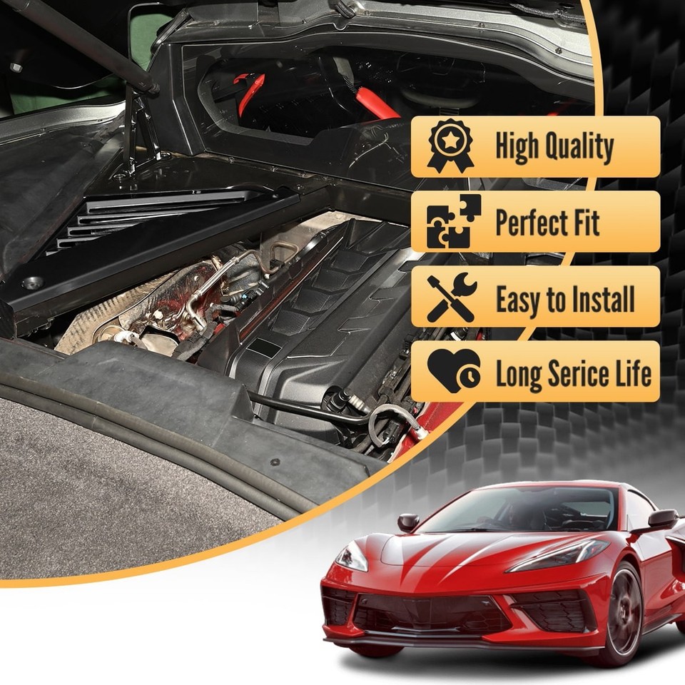 Gloss Black Engine Bay Panel Cover For Corvette C8 Stingray Z06 Coupe ...