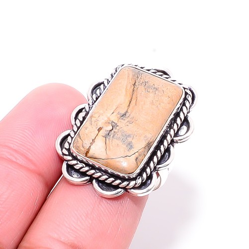 Picture Jasper - Oregon Designer Handmade 925 Sterling Silver Ring S.7. ...
