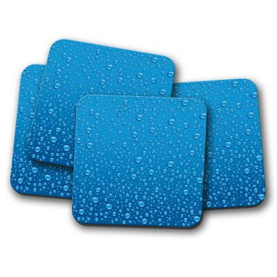 4 Set - Blue Water Droplets Coaster - Drops Condensation Splash Cool ...