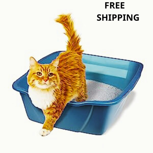 Blue Extra Large Cat Litter Box Plastic Animal Self Clean Pet Easy ...