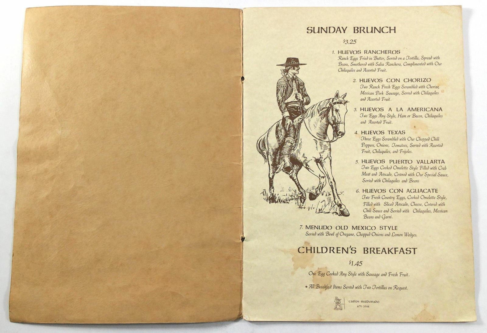1970's Vintage Menu THE ALAMO Mexican Restaurant Old Mission Recipes ...