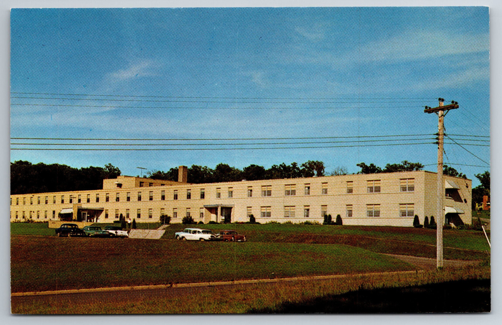 Vintage Postcard WI Eau Claire St. Benedict Community Hospital 50s Cars ...