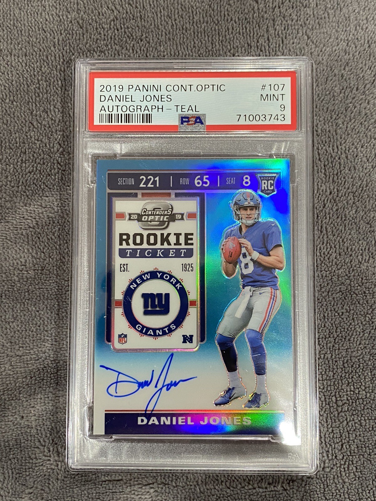 2019 Panini Contenders Optic - Rookie Ticket Teal #107 Daniel Jones ...
