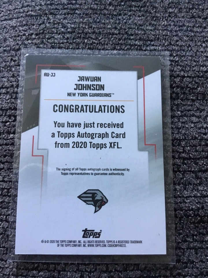 2020 Topps XFL Jawaun Johnson Autograph Football Card | eBay