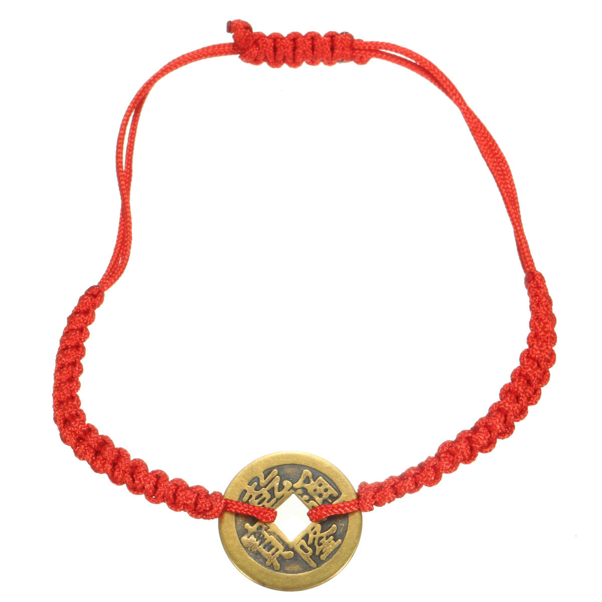 Fashion Chinese Feng Shui Red String Lucky Coin Adjustable Bracelet ...