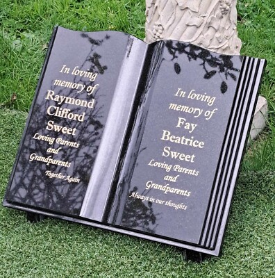 Large Personalised Granite Open Book Memorial Grave Plaque Bible ...