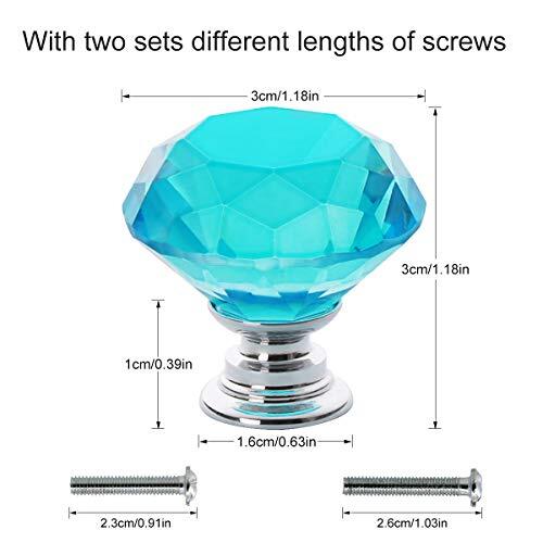 10 Pcs Crystal Glass Cabinet Knobs 30mm Diamond Shape Drawer Kitchen ...