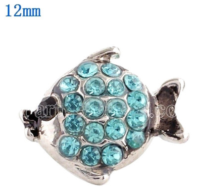 Blue Rhinestone Fish Ocean 12mm Mini Petite Charm For Ginger Snaps ...