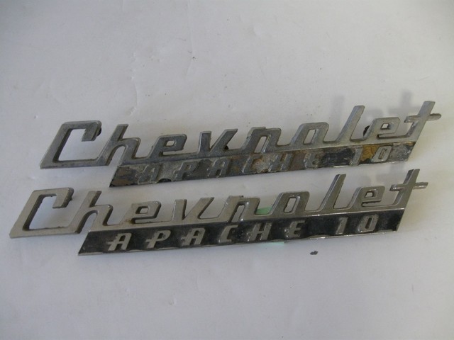 2 CHEVROLET"APACHE 10" EMBLEMS BADGE SCRIPT METAL GM TRUCK | eBay
