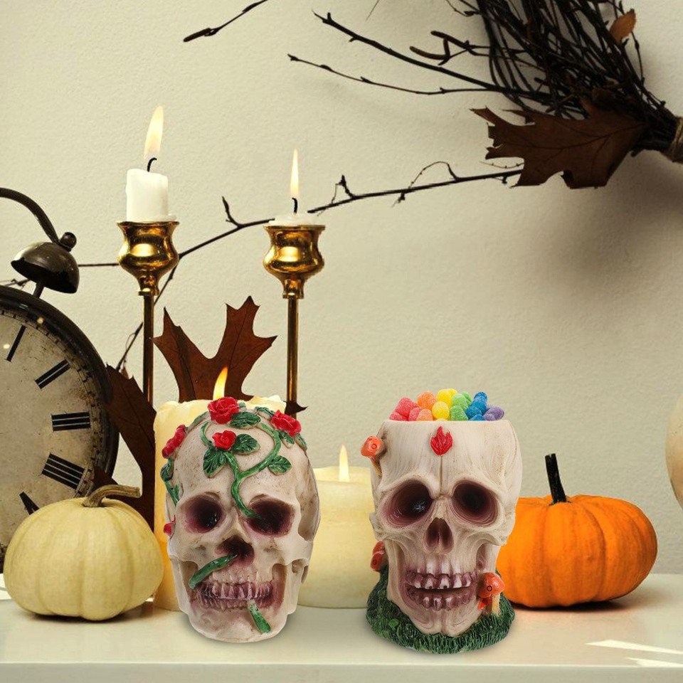 2 Pcs Skull Decorations Figurine Decorative Desktop Figurines Cool ...