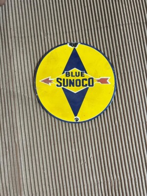 PORCELAIN BLUE SUNOCO ENAMEL SIGN 6X6 INCHES | eBay