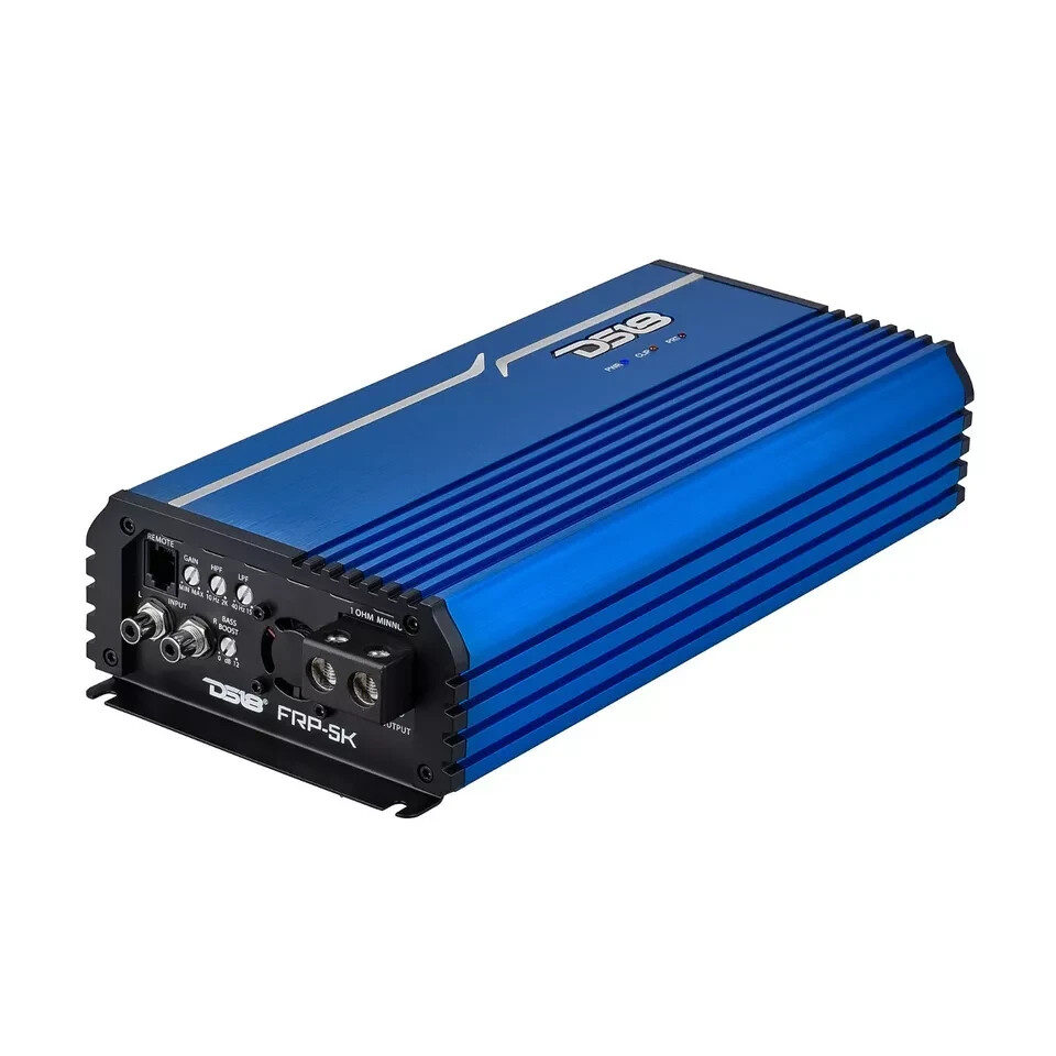DS18 1-Channel Car Amplifier Full-Range Class D 5000 Watt RMS Amp Blue ...