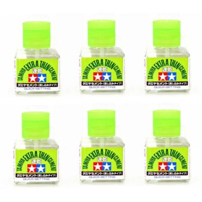 6 x Tamiya Extra Thin Liquid Cement Adhesive Quick Set Plastic Hobby ...