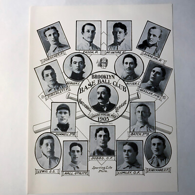 Vintage 1905 Brooklyn Superbas Baseball Club National League 9 1/4 x 11 ...