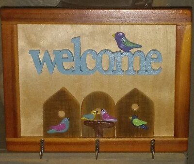 Handcrafted Reclaimed Wood Birds Welcome Sign Wall Hanging Country ...