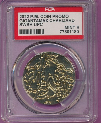 PSA 9 MINT CHARIZARD 2022 POKEMON COIN PROMO SWSH UPC GRADED DRAGON PM ...