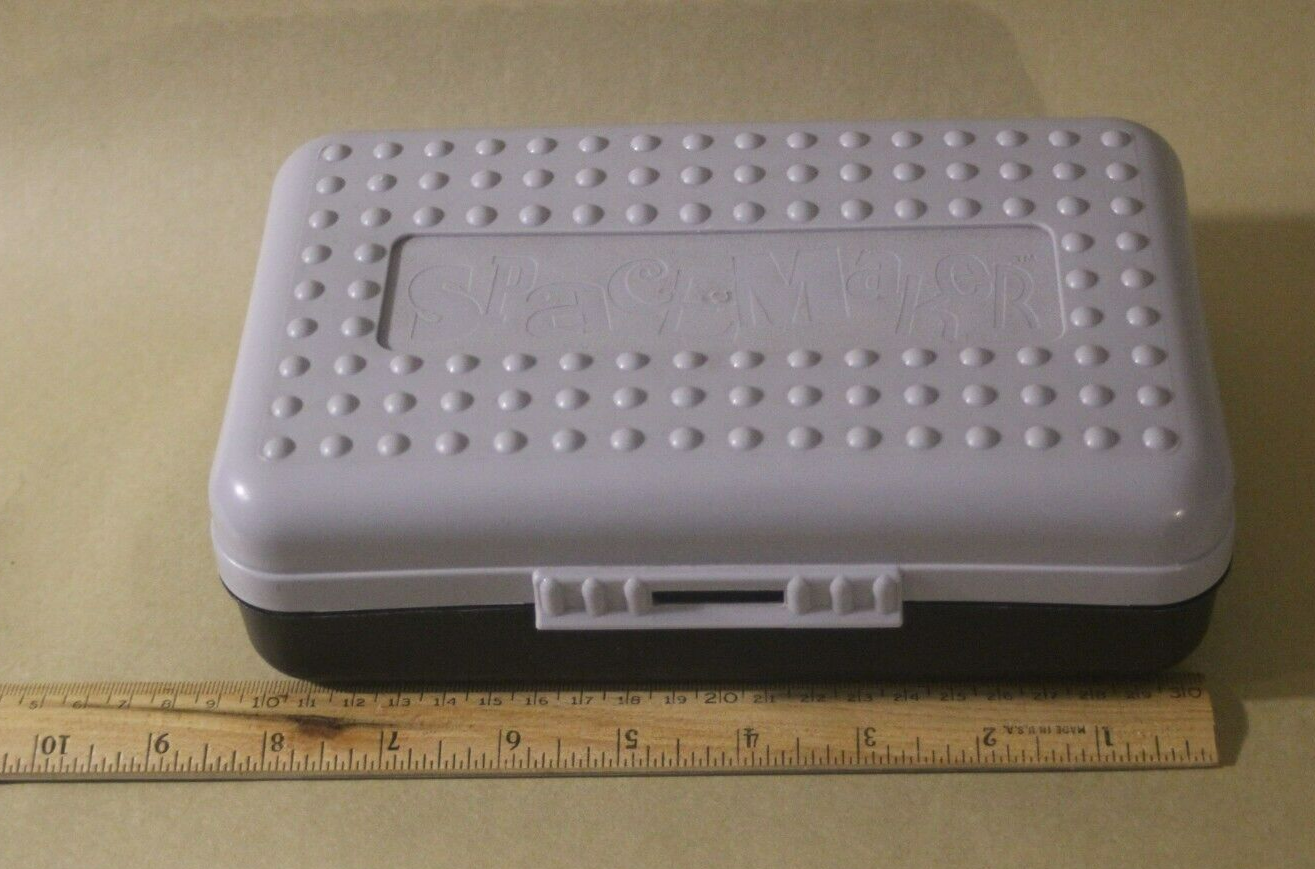 Spacemaker Pencil Box Gray & Black Opaque Vintage 90's Plastic Storage ...