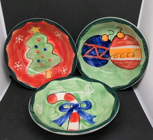 Studio 33 Christmas Snack Soup Bowls Hand Painted 8.5" x 2" (Set of 3 ...