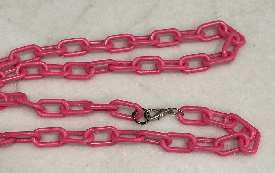 22.5" Hot Pink Plastic Chain Link Necklace For Clip On Bell Charms 1980 ...