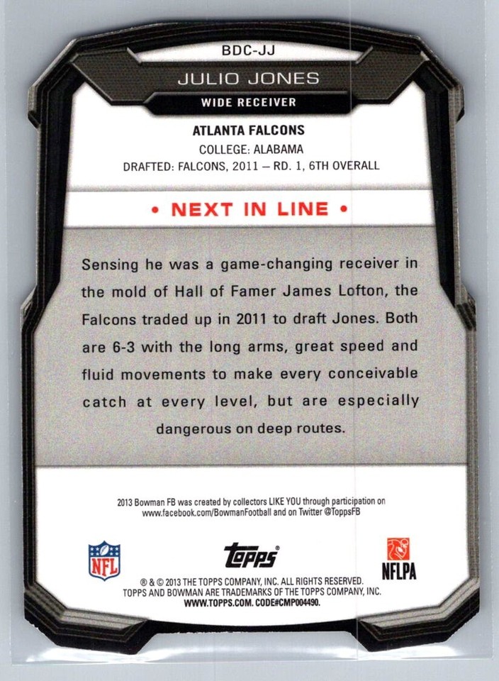 2013 Bowman Die-Cut Insert Blue /25 Julio Jones #BDC-JJ Falcons | eBay