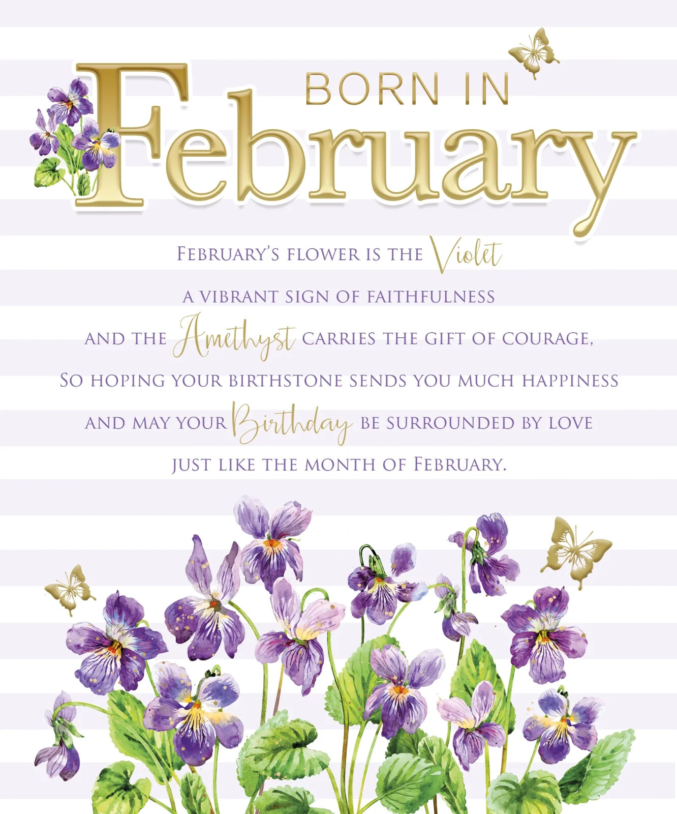 Born In February Birthday Card Female - Foil - Premium Quality - Cherry ...