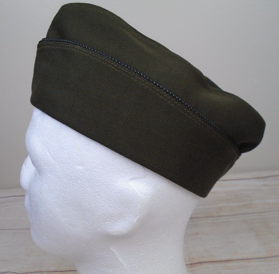 Vintage Dark OD Green Officer Garrison Cap Black & Gold Piping Cinema ...