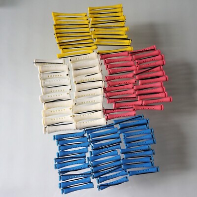 99 Piece Lot Permanent Rollers Curlers Elastic Clasps Waves Rods Mixed ...