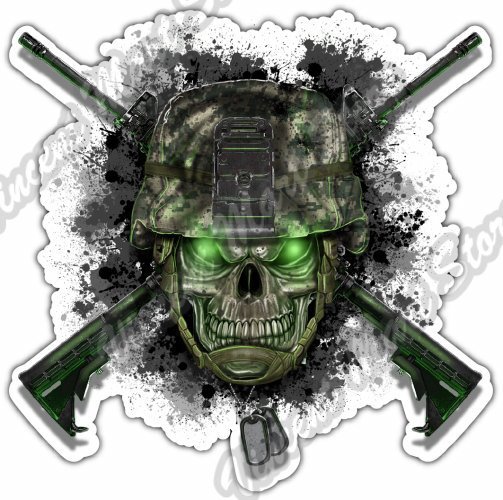 Skull Army Helmet Marines Military Gun Car Bumper Vinyl Sticker Decal 4 ...
