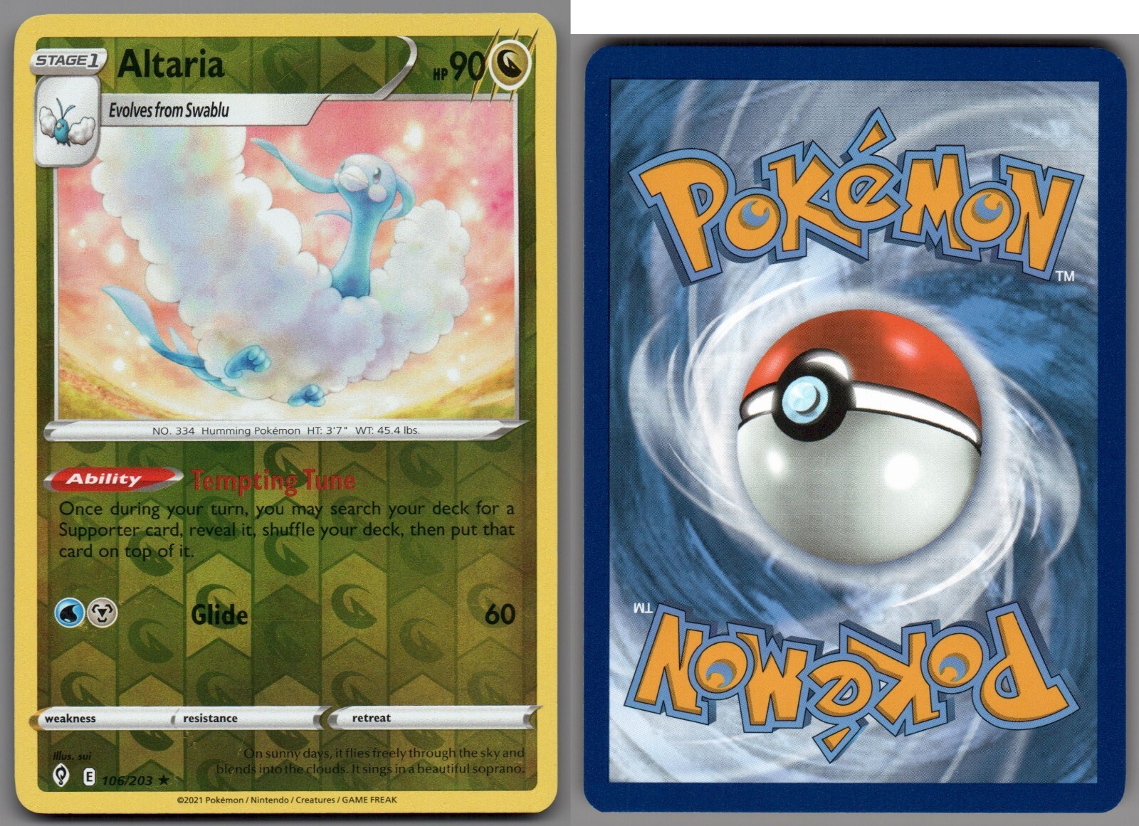 2021 Pokemon, Evolving Skies, #106/203 Altaria, Reverse Holo Rare | eBay