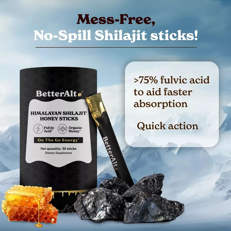 Better Alt Pure Himalayan Shilajit Sticks with Organic Honey, Naturally ...