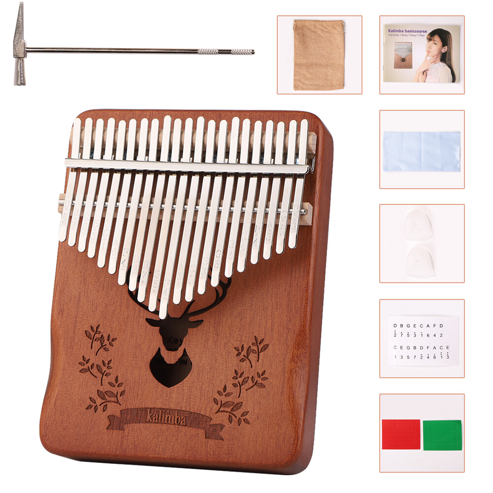 Kalimba 21 Key Thumb Piano Solid Wood Mbira Musical Instrument Portable ...