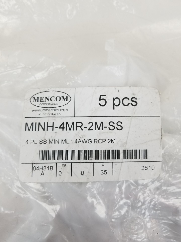 5pk Mencom MINH-4MR-2M-SS Cordset MIN Power Male Straight Receptacle 14 AWG NEW | eBay