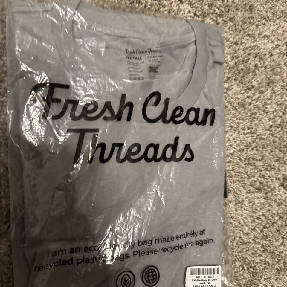 Mens Fresh Clean Threads Pebble Gray 4XL Tall T Shirt | eBay
