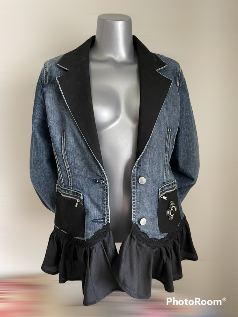 OOAK Unique Refashioned Handcraft Renaissance Women's Denim Jean Jacket ...