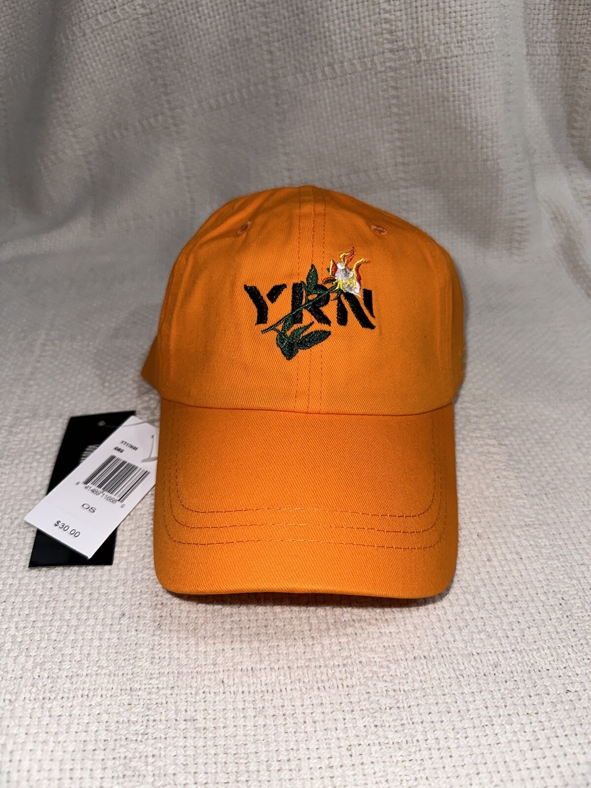 YRN hat Migos Orange Adjustable Flower Embroidery Cap One Size nwt hip ...