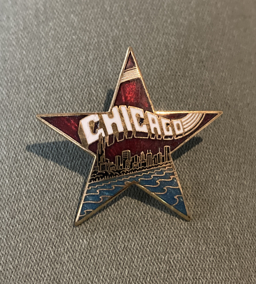 Enameled Chicago Star Shaped Lapel Pin signed - City … - Gem